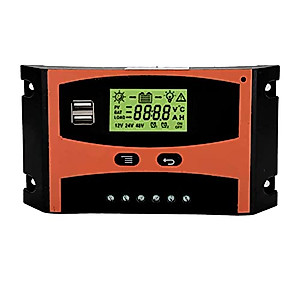 Solar Charge Controller-60A Solar Charge Controller, 12V/24V MPPT Solar Panel Controller Solar Panel Intelligent Regulator Auto Battery Controller with Dual USB Port and PWM LCD Display(60A)