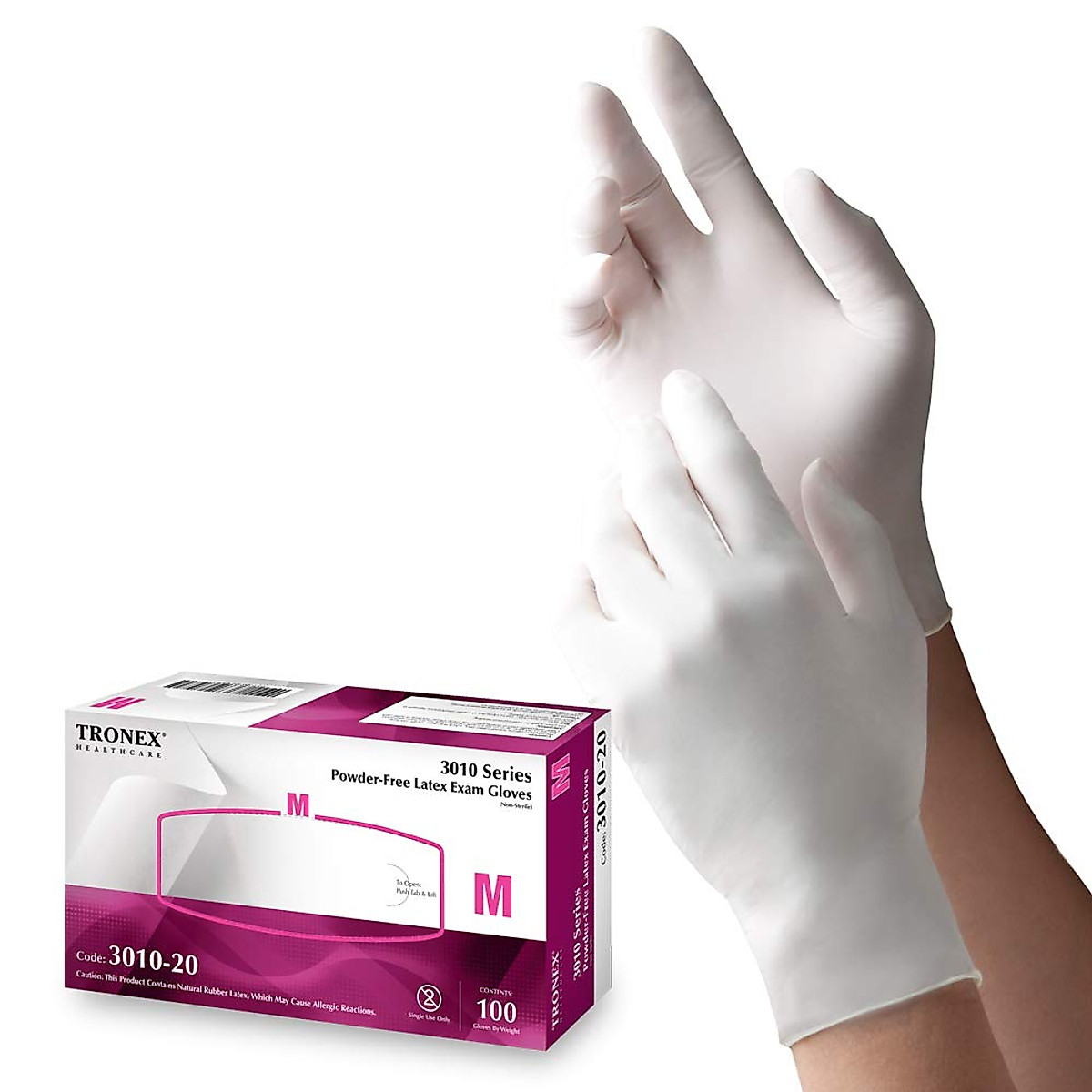 TRONEX 3010-Latex Exam Glove, Powder-Free, Smooth Finish (1000, Medium)