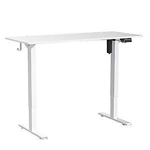 SMUG Standing Desk, 40 x 24 in Electric Height Adjustable Computer Desk for Home Office, Sit Stand up Work Gaming Table with Memory Controller/Headphone Hook, Rising Lift Workstation-White