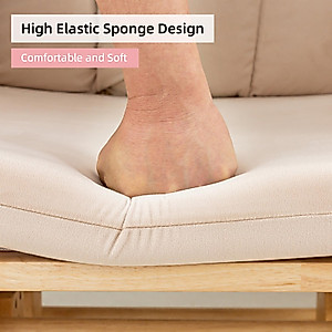 LUXMARS Glider Rocker Replacement Cushions with Storage, 5 PCS, Soft Velvet Cotton Thickened Washable, Universal for Glider Rocking Chairs Beige