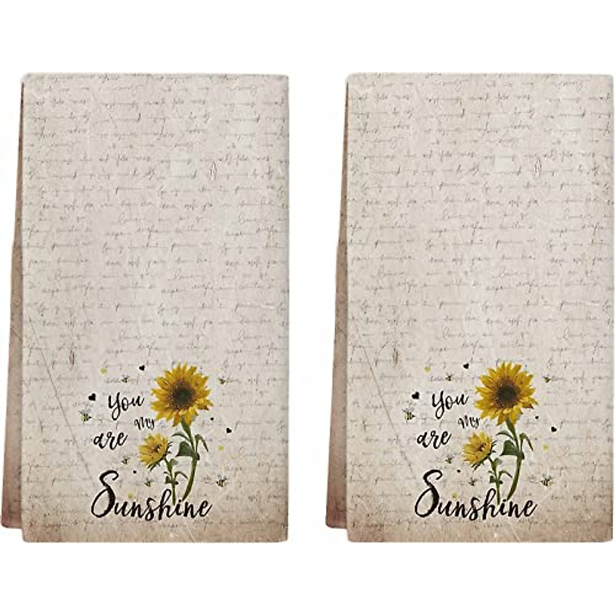 VDLBT Sunflower Dish Towels You are My Sunshine Kitchen Towels Dishcloth Fingertip Hand Towel Rustic Retro Soft Tea Towel Set of 2