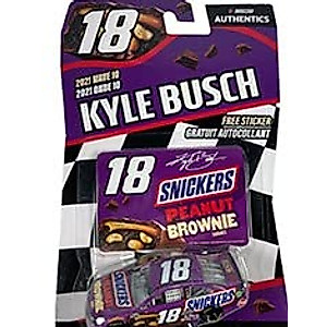 2021 Kyle Busch #18 Authentics Wave 10 Peanut Brownie Car 1:64 Scale Diecast with Card Sticker Insert... Car Measures 3" Long x 1 " Wide x 1" Tall