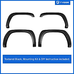 Tyger Auto TG-FF6C4218 For 1999-2007 Chevy Silverado/GMC Sierra (2007 Only fit Classic Models) | Textured Matte Black Paintable Factory Style Fender Flare Set, 4 Piece