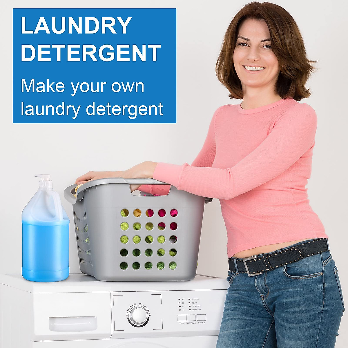 Hoolerry 8 Packs 1 Gallon Plastic Jug with Lids BPA Free Reusable Round Clear Plastic Jug with Cap Heavy Duty HDPE Containers with Pump Dispenser for Sauces Soaps Detergents Liquids Storage