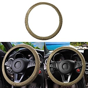 BESULEN Car Steering Wheel Cover, Car Wheel Cover for Men and Women, 15 Inch Leather Anti-Slip Odorless Car Wheel Protector, Auto Interior Accessories Universal for Car Truck SUV Sedan