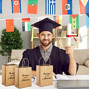 Qilery 18 Pcs Kraft Gift Bags Paper Bags with Handles for Employee Coworker Colleague Volunteer Teacher Nurse, Thank You for Being Awesome Gift Bags, 5.9 x 3.1 x 8.3 Inches