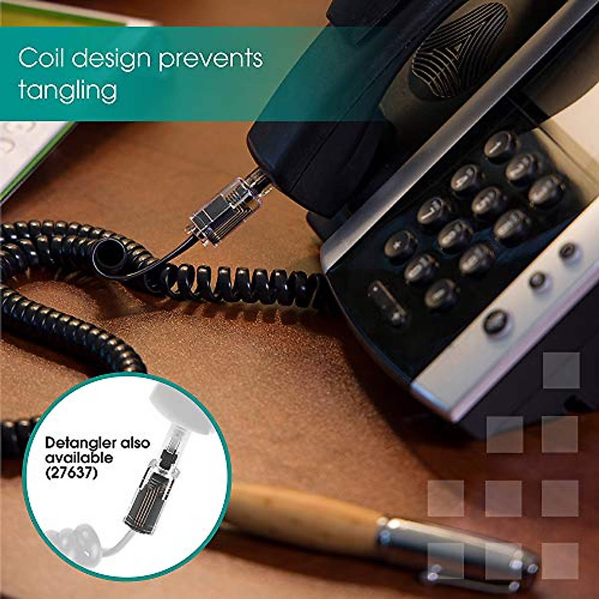 Power Gear Coiled Phone Cord - 4ft/25ft for Home Use