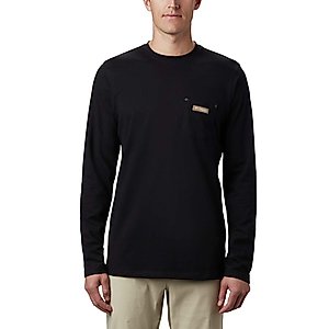 Columbia Men's Roughtail Work Long Sleeve Pocket Tee, Black, Large