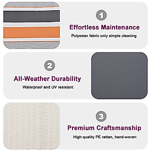 XD Designs Modern PE Wicker Porch Swing, 2-Seater Hanging Bench, 2 Person Front Hanging Porch Swing Bench with Chains, Cushion, Pillow for Backyard Garden Poolside, Max 500 Lb (White-FM)