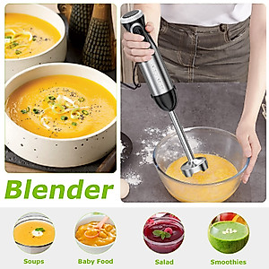 20-Speed Immersion Hand Blender with Whisk for Smoothies Puree Baby Food, and Milk Frother Handheld for Coffee-Bundle