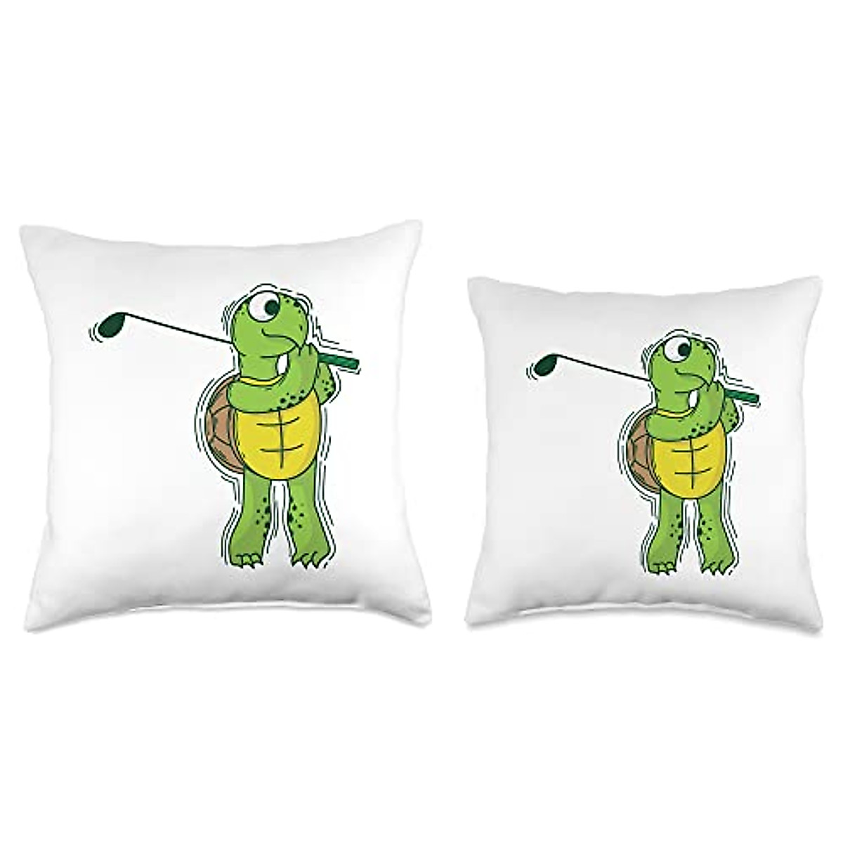 Turtle reptile dorsal carapace old sauropsida Turtle Plays Golf Throw Pillow, 16x16, Multicolor