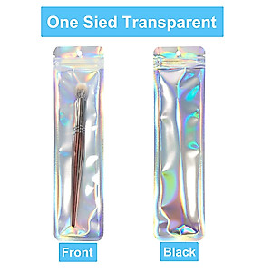 100 Pieces Smell Proof Bags Holographic Packaging Bags Storage Bag with Clear Window for Food Storage (Holographic Color, 2.8x8.7 Inch)