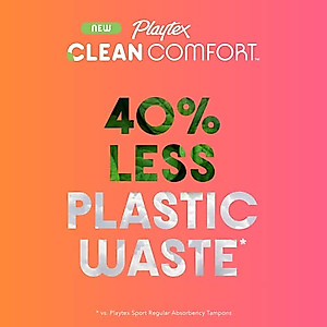 Playtex Clean Comfort Organic Cotton Tampons, Super Absorbency, Fragrance-Free, Organic Cotton - 30ct