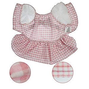 Toysructin Pet Dress Girl with Bow, Sweet Plaid Dog Princess Dresses Comfy Lace Sleeves Dogs Clothes for Spring Summer Autumn, Cute Cat Dog Skirt Thin Puppy Skirts Apparel for Small Medium Large Pets