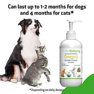 Pet Wellbeing Omega-3 Daily EFA Fish Oil for Dogs & Cats - Healthy Skin, Coat, Mobility, Joints, Heart Health - EPA, DHA - 8 fl oz (236 ml)