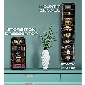 ELYPRO Premium Acrylic Belt Organizer - Sleek, Multi-Functional Storage for Belts, Jewelry, Makeup & Hair Accessories - Transparent, Rotating Drawers, Stackable & Wall-Mountable Design