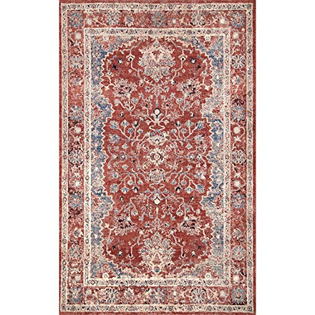nuLOOM Evelyn Persian Distressed Area Rug, 4' x 6', Red
