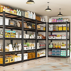 REIBII 2020LBS Storage Shelves 5 Tier Garage Shelving Heavy Duty 72" H x 35.55" W x 16" D Adjustable Metal Shelving Unit for Garage Shelves Utility Rack Shelf for Basement Pantry Closet Shelves,Black