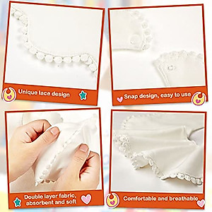 JenPen 4 Pieces White Bibs for Baby Baby Girl Bandana Bibs Baby Bandana Drool Bibs 360 Bibs for Baby Girl Muslin Bibs Set for Teething Toddler