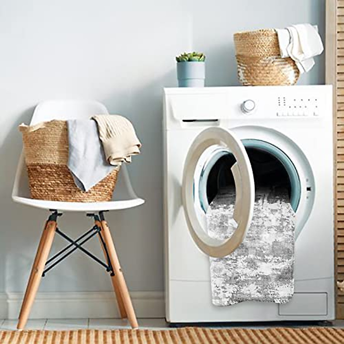 JURLEA Hallway Runner Rug Non-Slip Carpet Runner for Hallways Kitchen Living Room No Shedding Washable Lightweight Long Runners Rug (Cream/Grey, 2'x 6')