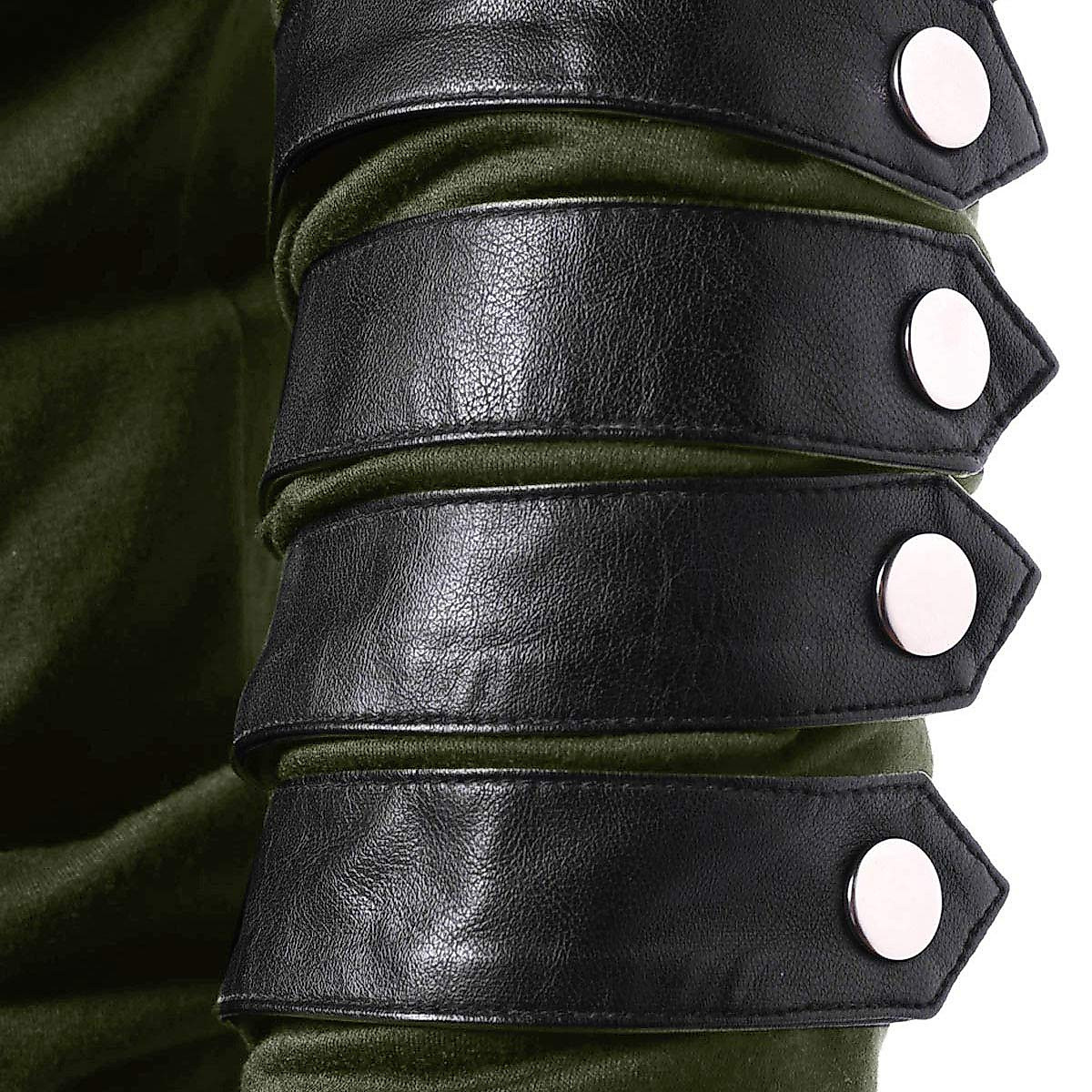 Men's Gothic Steampunk Shirts Sweatshirt Lace Up Long Sleeve Pullover Hooded Tee Tops Green