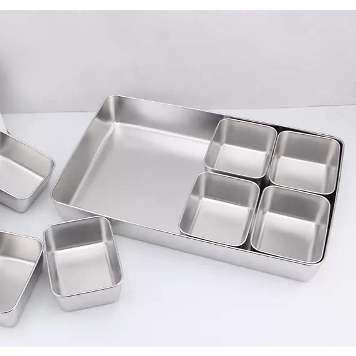 Xarra - Japanese Mini Container, Stainless Steel Yakumi Mise En Place Box, Multi Compartment Set For Food, Herbs, Seasoning and Spices (8 Compartment)