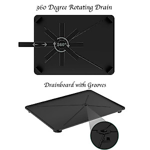 Remarkable Home Dish Drying Rack with Rotating Drain - Stainless Steel Kitchen Counter Dish Drying Rack, Large Capacity Dish Drainer, Kitchen Organizer for Dishes, Cups, Knives, Forks and Spoons