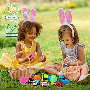 Opawel Easter Eggs Prefilled with Pull Back Car Toys, 14 Pcs Easter Eggs with Toys Inside for Kids Easter Egg Hunt, Colorful Toy Easter Egg Fillers for Kids Easter Basket Stuffers Easter Party Favors…