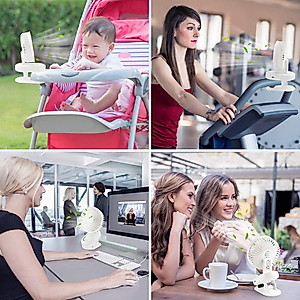 Clip on Fan, Stroller Fan Clip on for Baby Battery Operated Auto Oscillation Mini Fan 2 in 1 Desk Clip Fan Portable for Outdoor Camper Baby Stroller Indoor Gym Treadmill Personal Office Desk