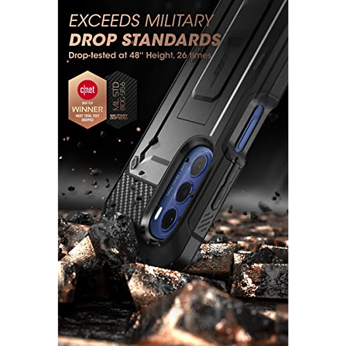 SUPCASE Unicorn Beetle Pro Series Case for Moto G Stylus 5G 2022 [Not Fit 4G Version], with Built-in Screen Protector Full-Body Rugged Belt Clip & Kickstand Case (Black)