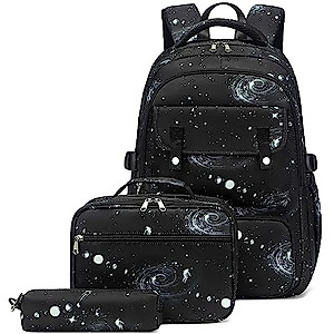 Createy Boys Backpack, Galaxy Backpack for Boys School bags Elementary Bookbags Teens Backpack with Lunch Bag Pencil Case