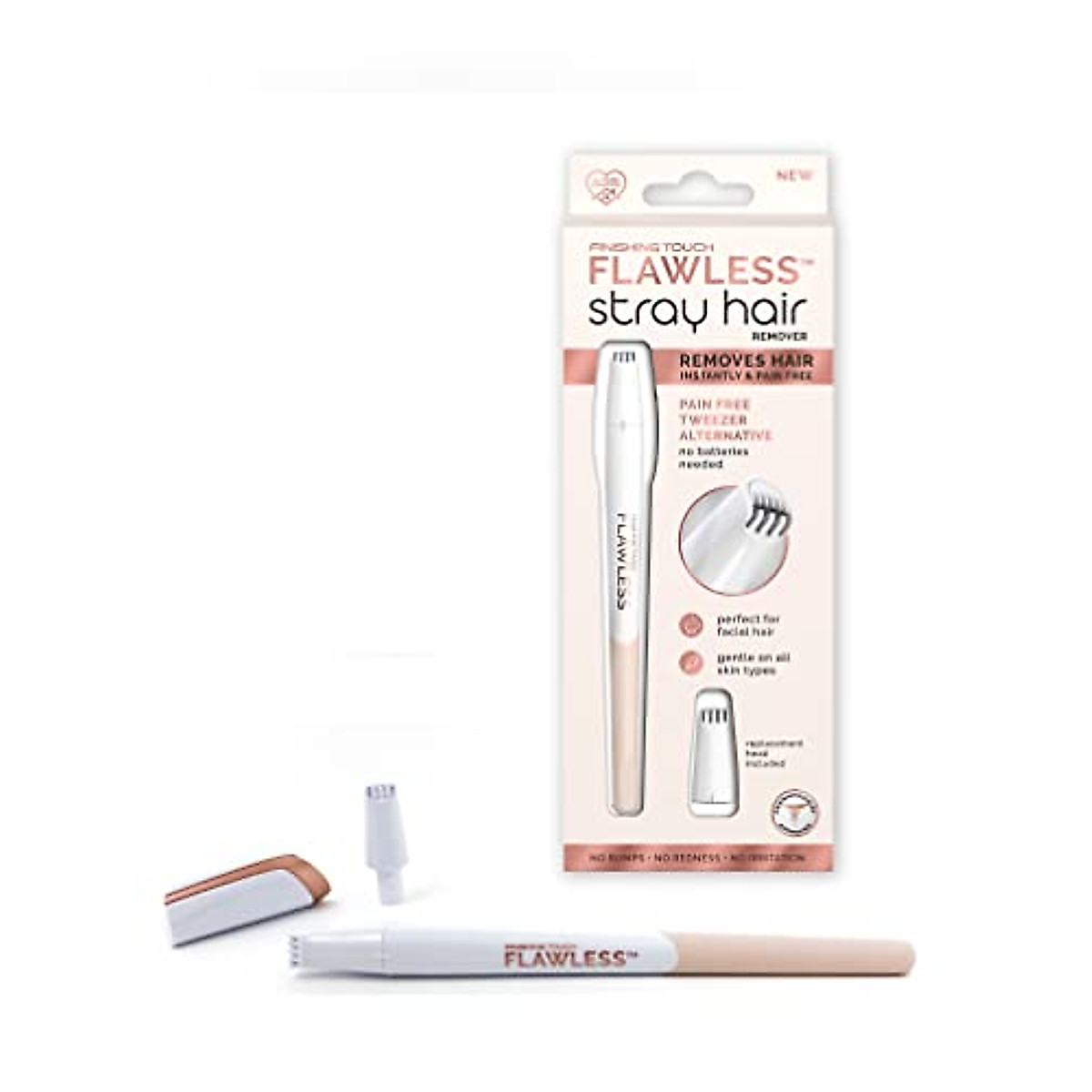 Finishing Touch Flawless Stray Hair Remover, Precise Micro-Blade Hair Removal Tool, Designed to Painlessly Cut Stray Hairs from Chin and Lips to Fingers and Toes, for All Skin Types