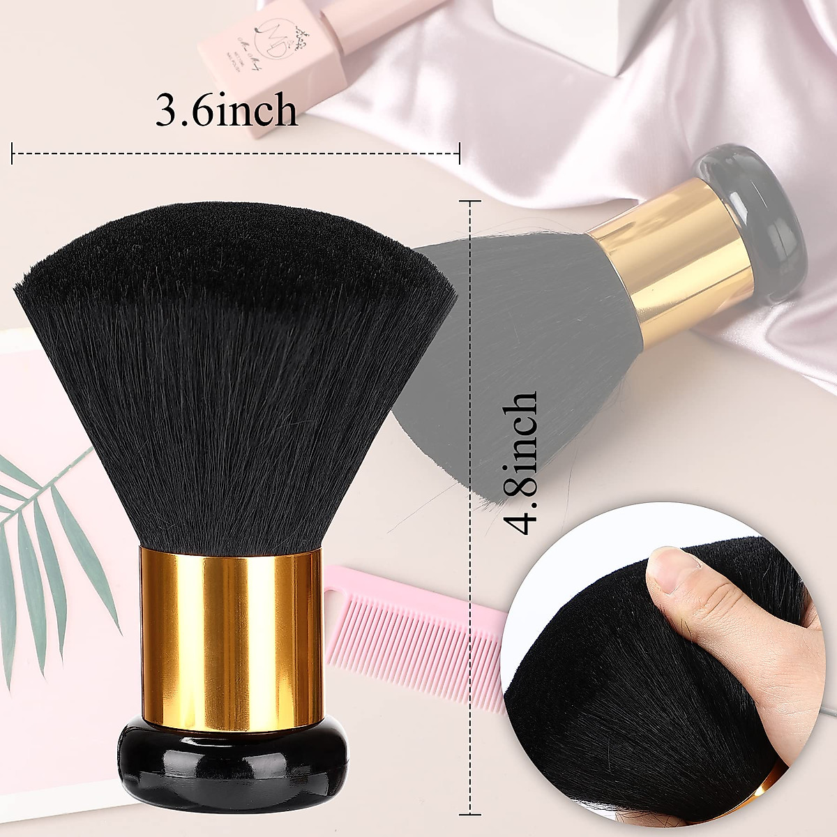 FEBSNOW Waterproof Barber Cape and Neck Duster Brush Hair Cutting Cape with Adjustable Snap Button, 43.3 × 57 Inches Large Salon Cape for Hair Treatment Haircut Dyeing Perm (Printing Style)