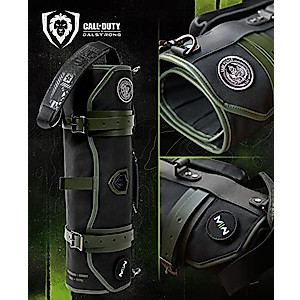 Dalstrong Premium Chef Knife Roll - Call of Duty Edition - Black Waxed Canvas - Nylon and Leather Straps - 22 Pockets + 1 Quick Access Rear Pocket - Adjustable Strap