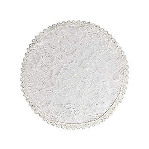 PAMOR Chapel Cap Veil Floral Lace Mantilla Inspired Circle Round Head Covering (White)
