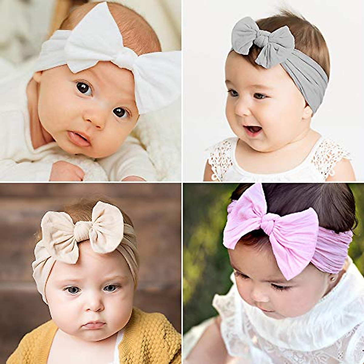YHXX YLEN 20PCS Baby Girl Headbands with Bows Nylon Hair Bow Elastics Newborn Headbands for Baby Girls Infant Toddlers