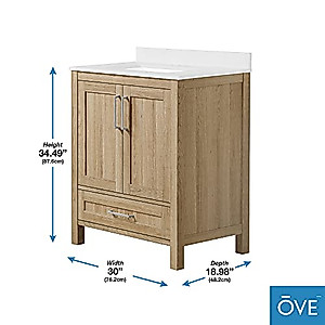 Ove Decors Kansas 30 in. Single Sink Bathroom Cultured Marble Countertop Vanity, 30 inches, in Midnight Blue