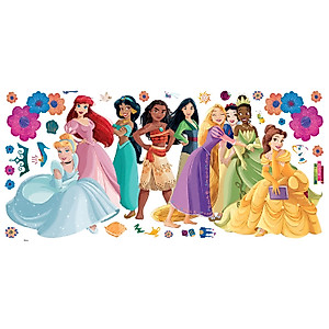 RoomMates RMK5330GM Disney Princess Flowers and Friends Giant Peel and Stick Wall Decals, red, Orange, Yellow, Green, Blue, Purple, Black, Brown, Pink
