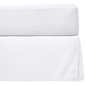 Amazon Basics Lightweight Pleated Bed Skirt, Queen, Bright White