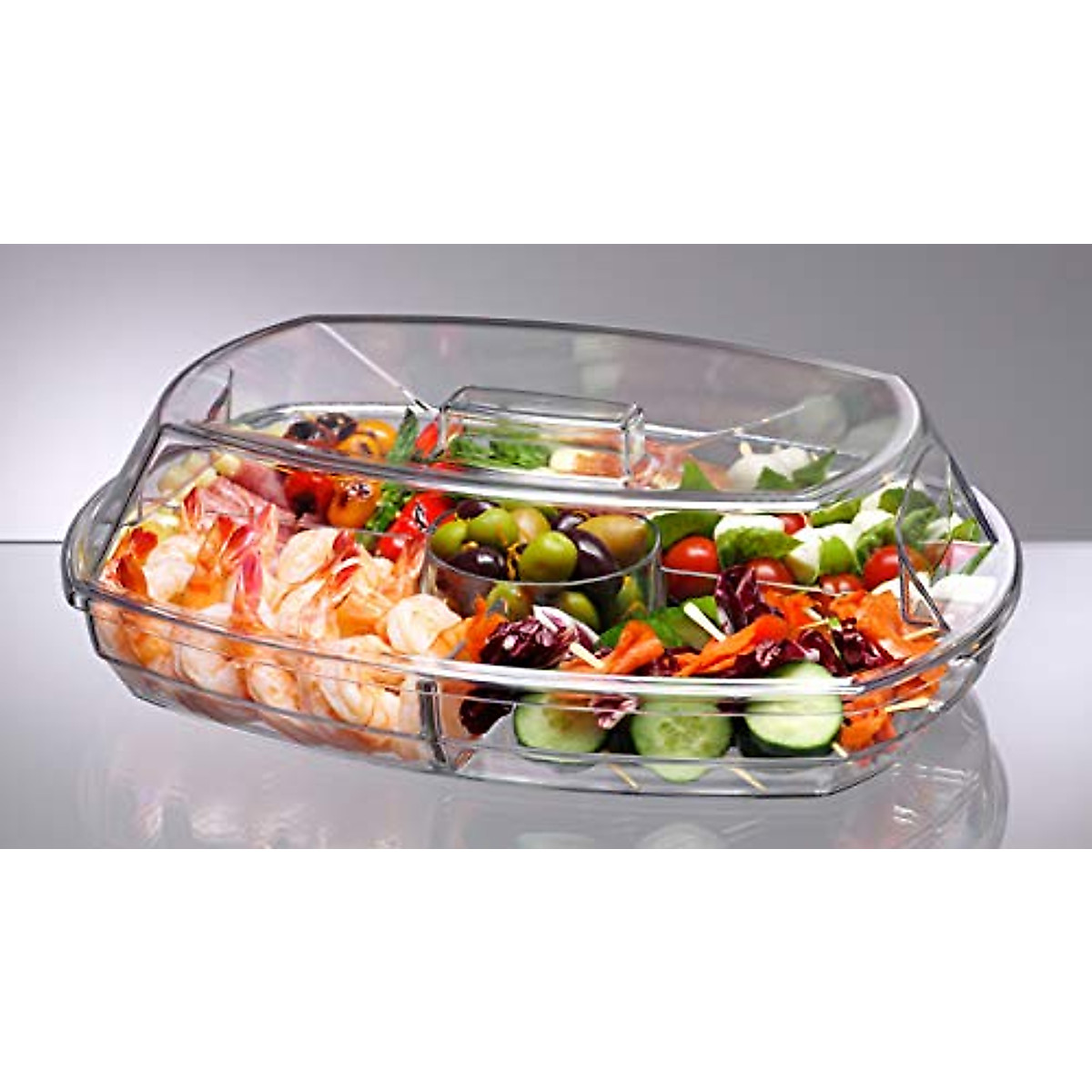 Prodyne SB-5 Flip-Lid Appetizers On Ice, 15", Clear