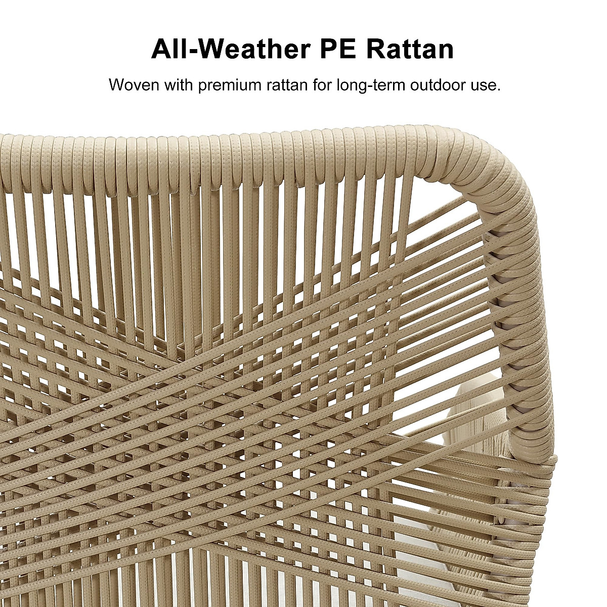 PURPLE LEAF 2 Pieces Outdoor Patio Dining Chairs All-Weather PE Rattan Patio Furniture with All Aluminum Frame for Lawn Garden Backyard Deck, Champagne