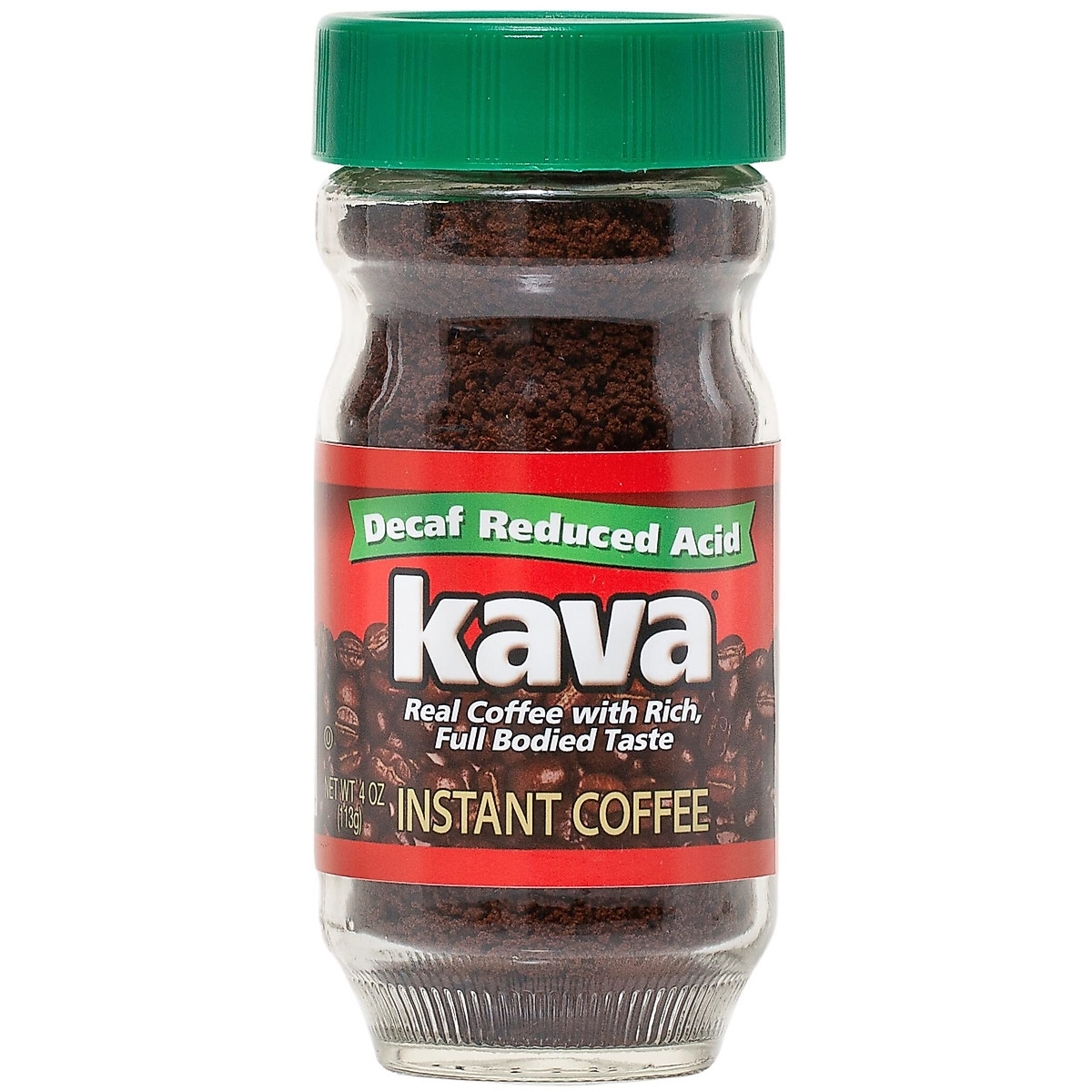 Kava Decaf Acid Reduced Instant Coffee, 4 Ounce Jar (Pack of 1)