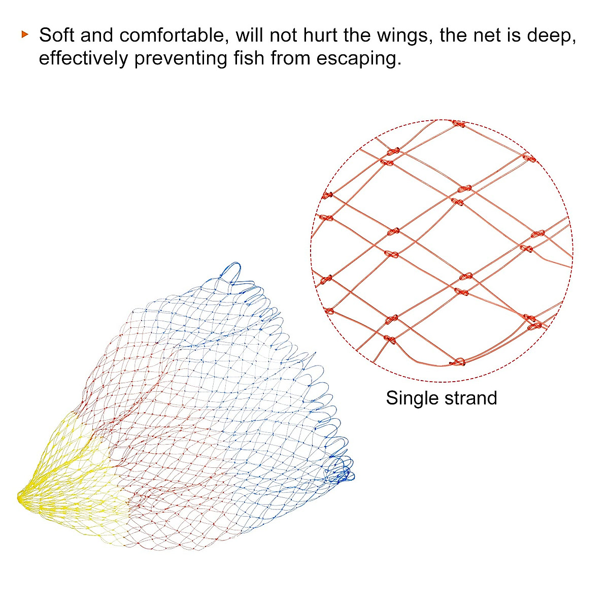 PATIKIL Fishing Net Replacement, Dia.17.7" Nylon Landing Net Replacement Mesh for Freshwater Saltwater Fishing, Multicolor