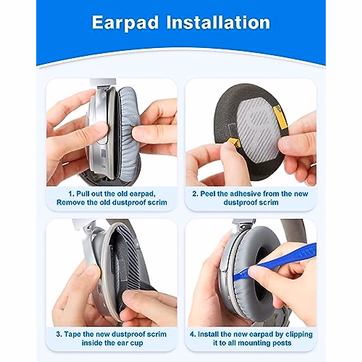 Link Dream Replacement Ear Cushions for Bose Quiet Comfort 35 Soft Protein Leather Replacement Ear Pad for Bose QC 35/25 / 15 QC2 / Ae2 / Ae2i / Ae2W / Sound Link/Sound True (Light Grey)