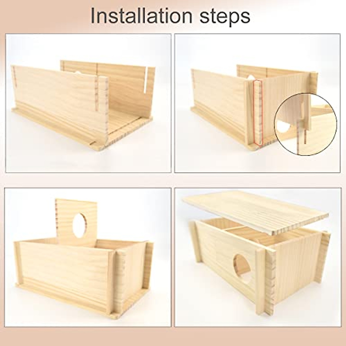 Hamiledyi Multi-Chamber Hamster Wooden House Multi-Room Wooden Hamster Hideout Exploring Tunnel Small Animal Habitat Decor for Syrian Hamsters Rats Mice Lemmings Gerbils(2-Room)
