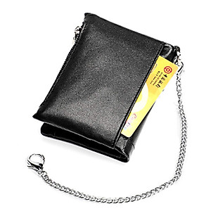 Vintage Women's RFID Blocking Leather Wallet small Chain (black)…