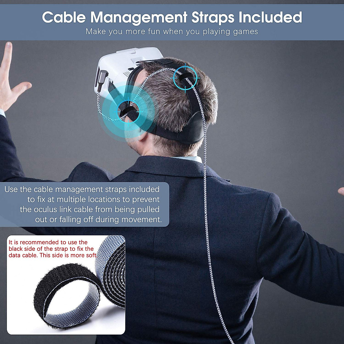 aceyoon 20ft Link Cable for Quest 2/1, USB 3.1 GEN1 Right Angle Braided VR Headset Cable, 5Gbps High Speed Data Transfer & Fast Charging VR Link Cable for Link/Rift S