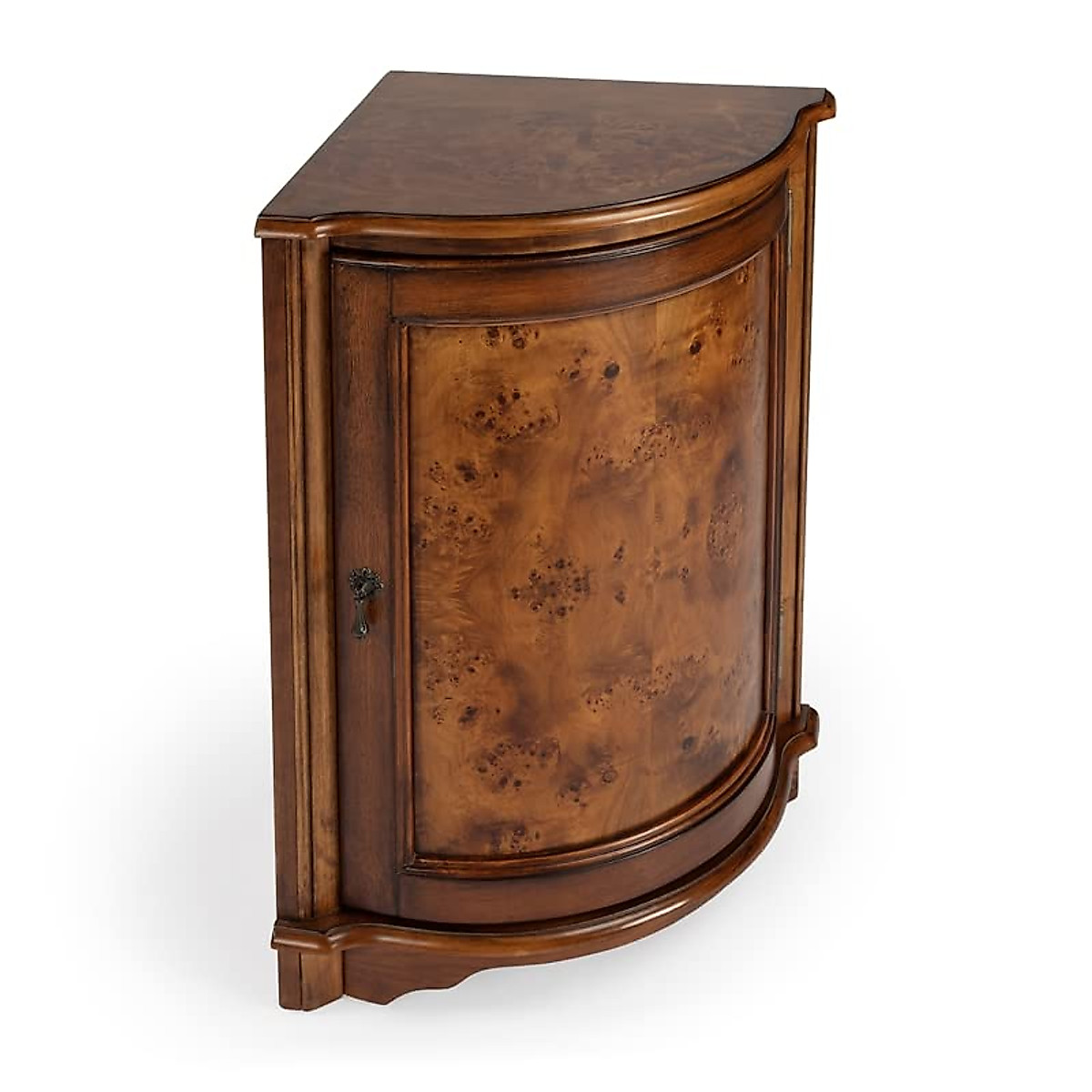 BOWERY HILL Transitional Wood Top Green Finish Corner Cabinet