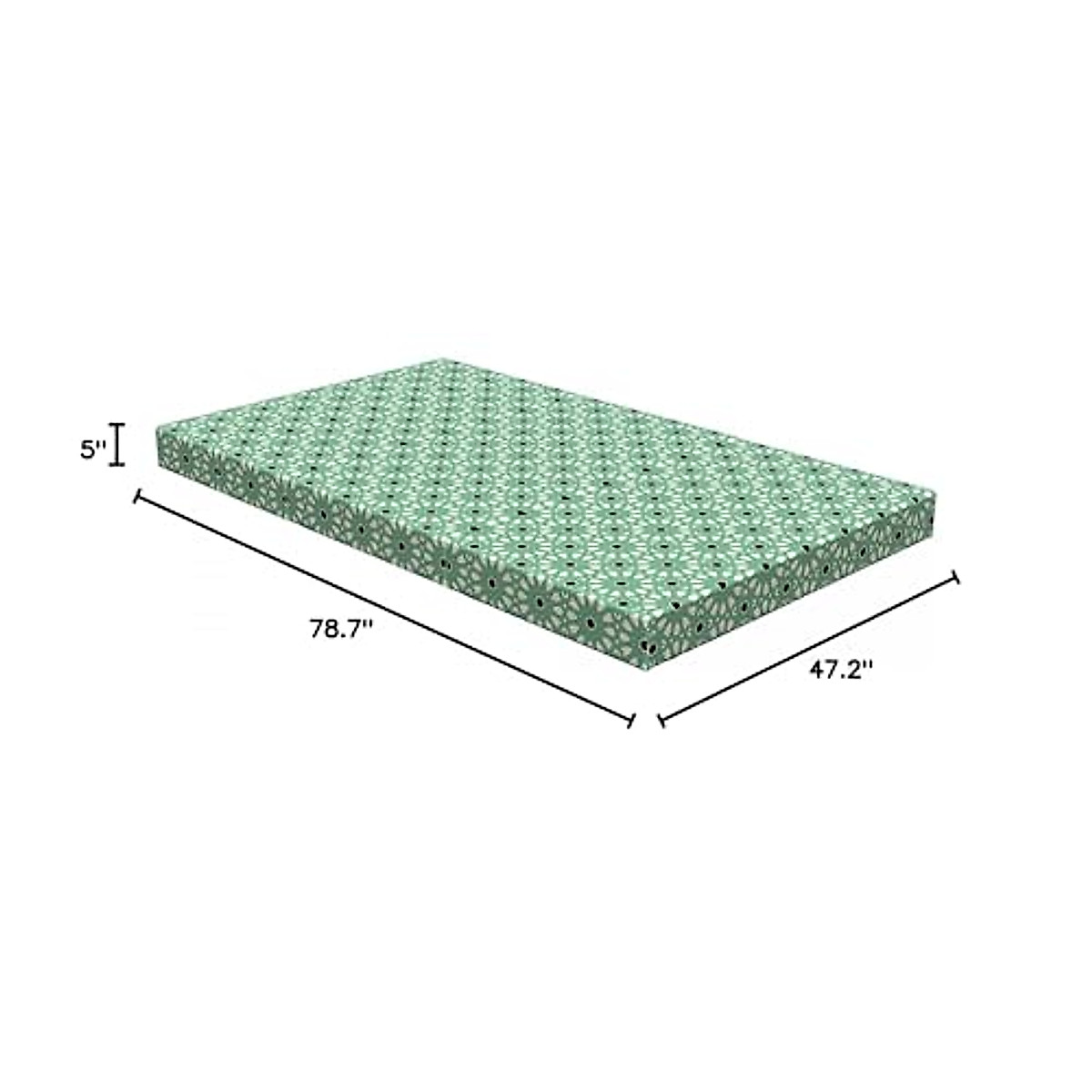 Ambesonne Moroccan Foldable Mattress, North Stars, 78.7" x 47.2", Sea Green Cream Black