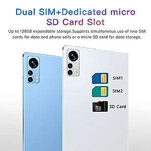 Android 12 Tablet: 10.1 Inch Tablets 8GB RAM, 256GB ROM, Octa-core Processors, 8000mAh Long Lasting Battery, 5G+2.4G Wi-Fi, Dual-SIM丨Blue